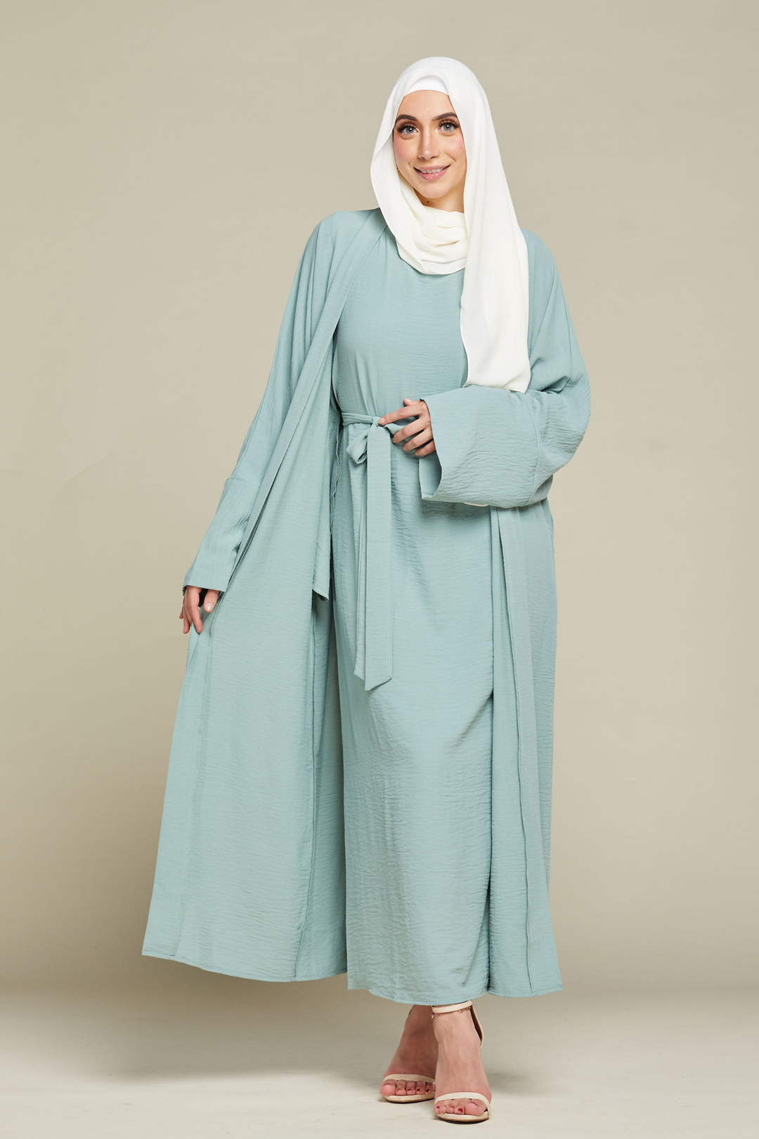 Liyana Open Abaya Set - Mint – Modern Abayati